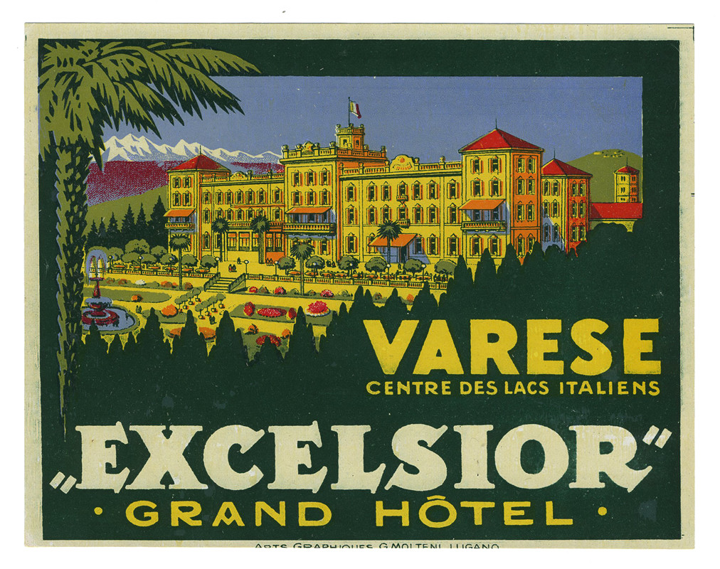 "Excelsior" Grand Hotel - Varese (Luggage Label)